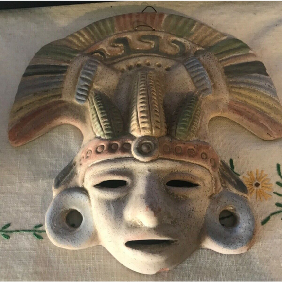 Mexico | Wall Decor | Vintage Mexico Mayan Maize Corn God Clay Mask ...